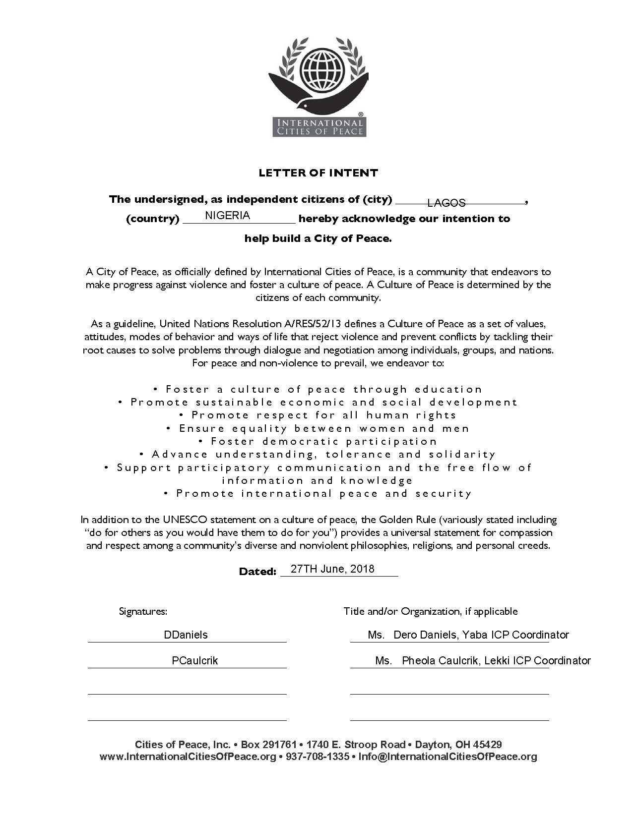 Lagos State, Nigeria – International Cities of Peace