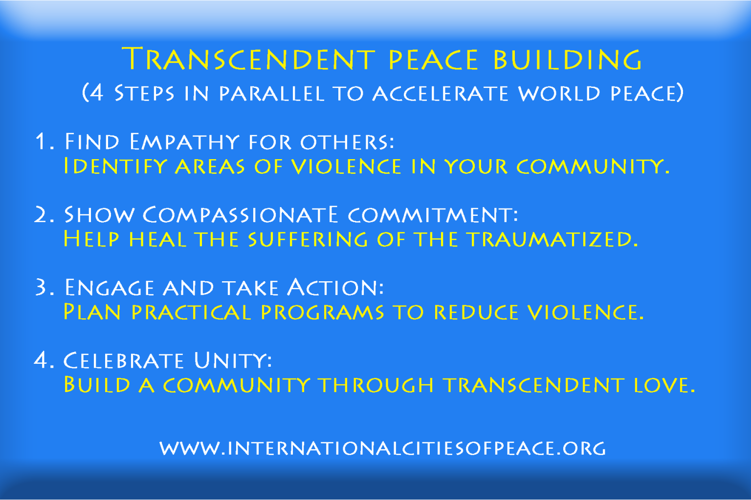 International Cities of Peace – Love of Community. Love of Place ...