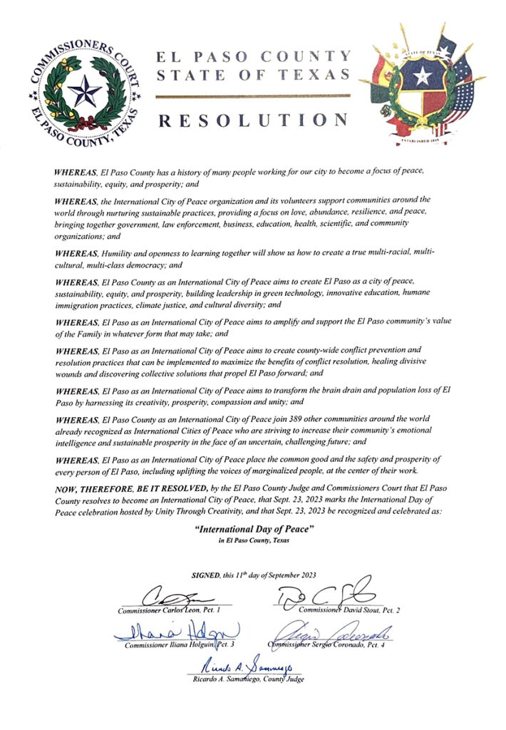 El PASO, TEXAS, UNITED STATES – International Cities of Peace