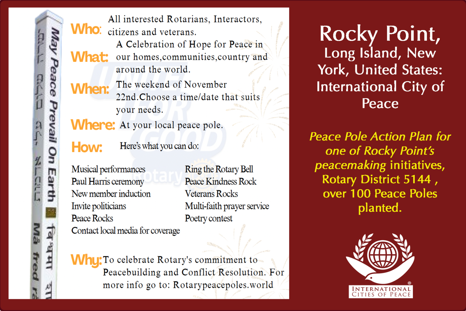 Peace Poles at 80 – International Cities of Peace
